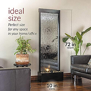 Alpine Corporation MLT102 Mirror Waterfall Fountain with Stones and Light, 72 Inch Tall, Silver