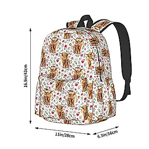 Zisqerts Highland Cow Backpack 16 Inches Lightweight Travel Laptop Backpack