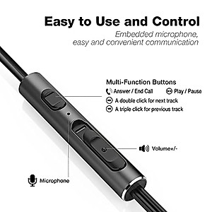 Dixvuk Wired Earbuds with Microphone, Noise Isolating in-Ear Headphones, Earphone Fits 3.5mm Interface for iPad,Mp3/Mp4, Apple iPhone, Android Smartphones (Black)