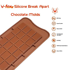 V-fox Silicone Break-Apart Chocolate, Protein and Energy Bar Molds (Set of 2)
