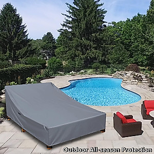 Patio Furniture Covers for double Chaise Lounge,100% Waterproof Lounge Chair Covers for Outside Patio Lounge Chair,Outdoor Couch Cover for Double Wide Wicker Daybed Chaise Lounge Chair (Grey)