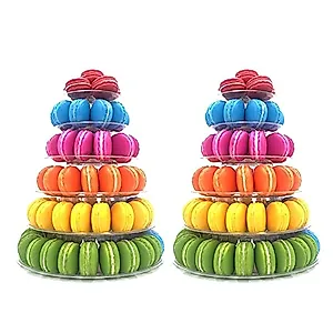 Candora 6-Layer Macaron Display Stand Cake Stand Macaron Tower Wedding Display Stand(2 Sets)