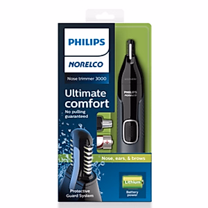 Philips Norelco Nose Trimmer 3000, for Nose, Ears and Eyebrows, Black, NT3600/42
