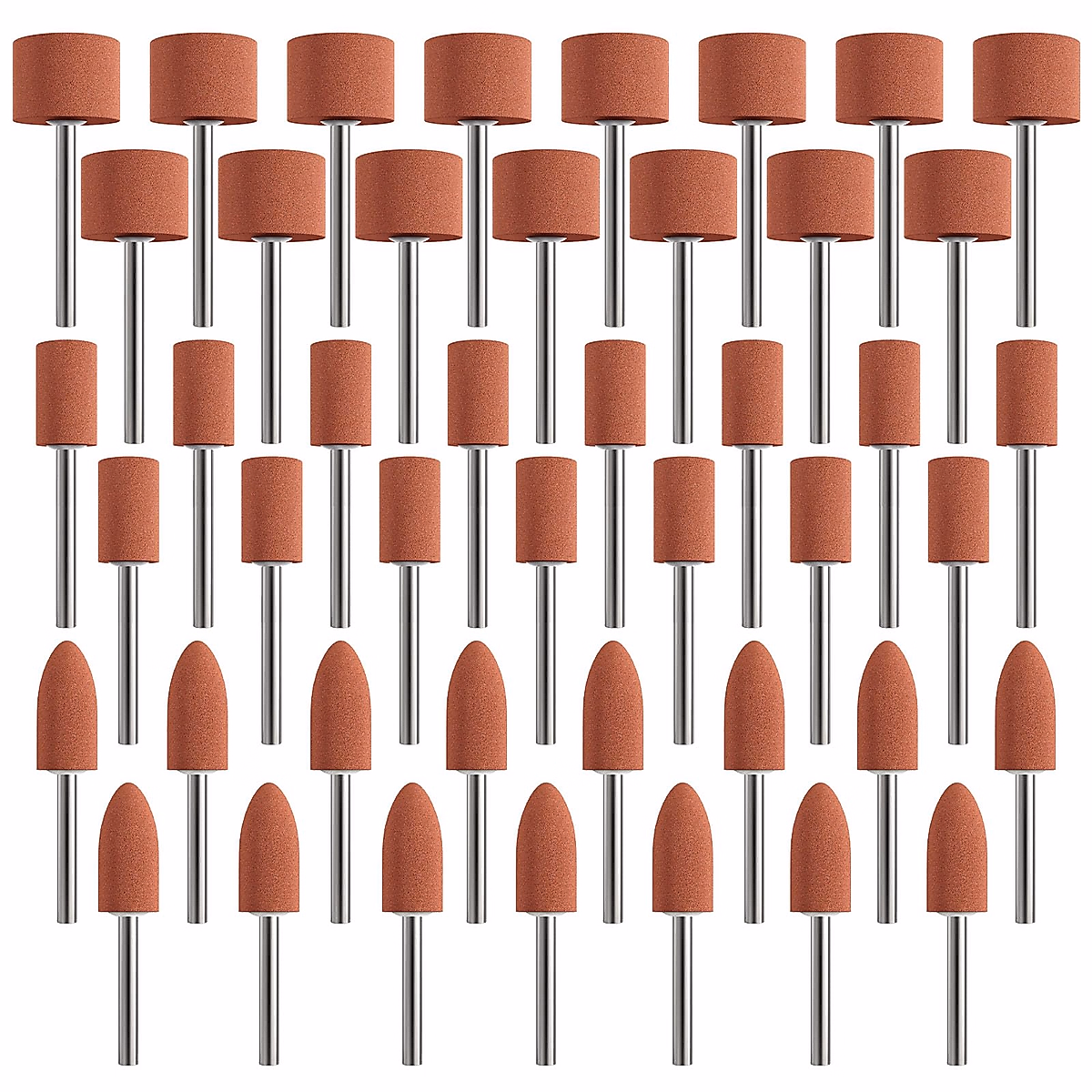 Sanding Bits for Dremel Rotary Tool, Grinding Stone Sanding Drill Bits with 1/8" Shank, 3 Shape Aluminium Oxide Sanding Accessories Meet More Needs to Metal Rust Removal/Smoothing/Sharpening, 45Pcs