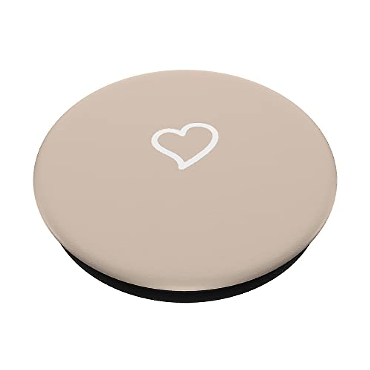 White Hand Drawn Minimalist Heart in Tan Sand Beige PopSockets Swappable PopGrip