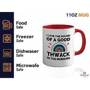 Archery 2Tone Red Mug 11oz - Thwack in the morning - Archery Shot Trainer Crossbow Compound Bow Hunting Arrow