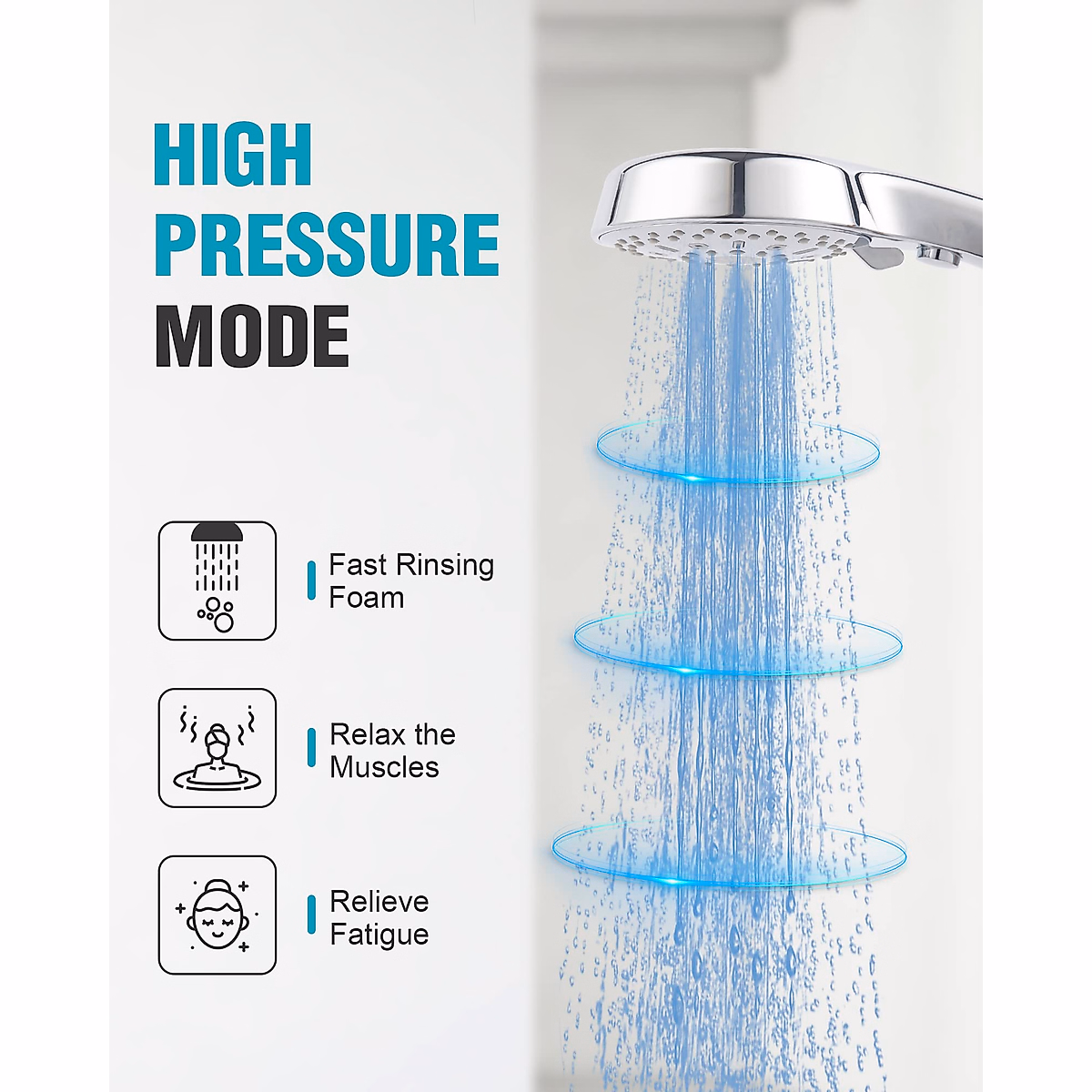 Shower Head-12 Functions High Pressure Handheld Showerhead with 96" Extra Long Hose for Pets Dog Bath, SR RUN RISE Detachable Water Saver Hand Shower Wand with Switch Button (Polished Chrome)