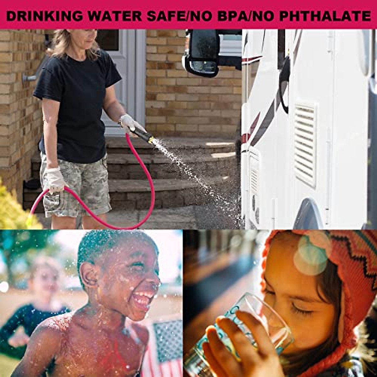 PAULINN RV Camper Garden Water Hose 5/8 in 10 FT | Drinking Fresh Water Hose for Garden RV Camper Boats Water Hose | Food Grade, Phthalate, BPA Free | No Kink and Flexible Garden Water Hose