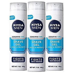 NIVEA MEN Sensitive Cooling Shave Gel with Chamomile and Seaweed Extracts, 3 Pack of 7 Oz Cans
