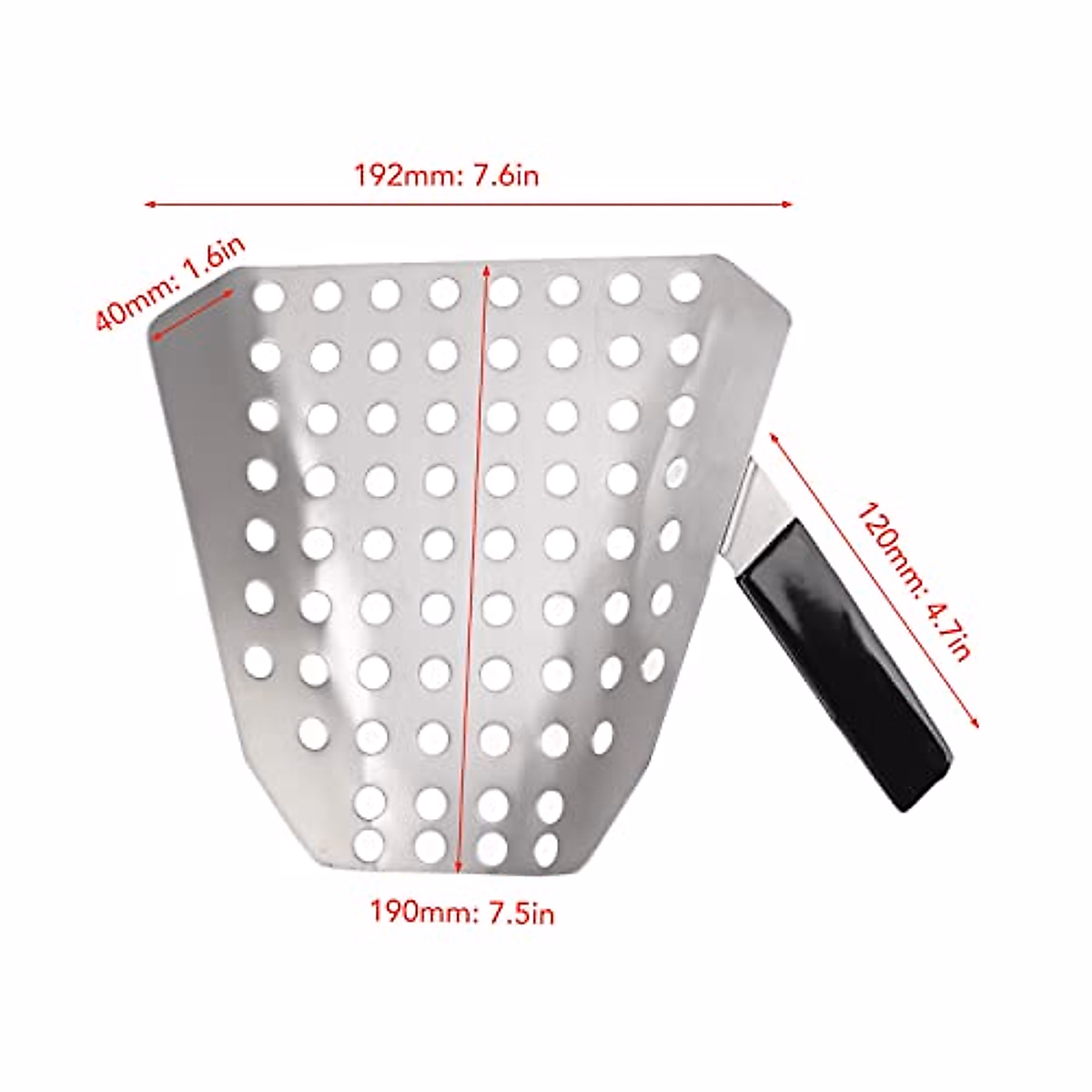 With Holes Stainless Steel Popcorn Scoop Ergonomic Single Handle Stainless Steel Fries Scooper with Holes for Movie Theater Shop Machine Supplies