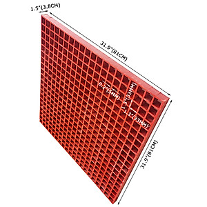 Banfluxion 31.9"x31.9" Red FRP Grating Fiberglass Floor Grating 0.5 tons Bearing Capacity 1.5" Thickness