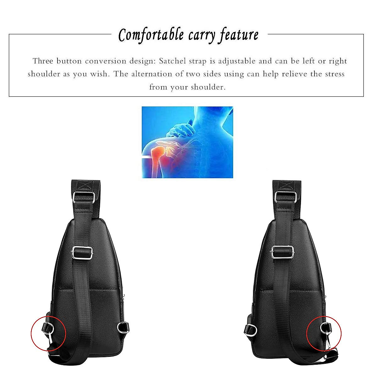 Leathario Men's leather Sling Bag Chest Bag Shoulder Bag Crossbody Casual Bag Pack Multipurpose