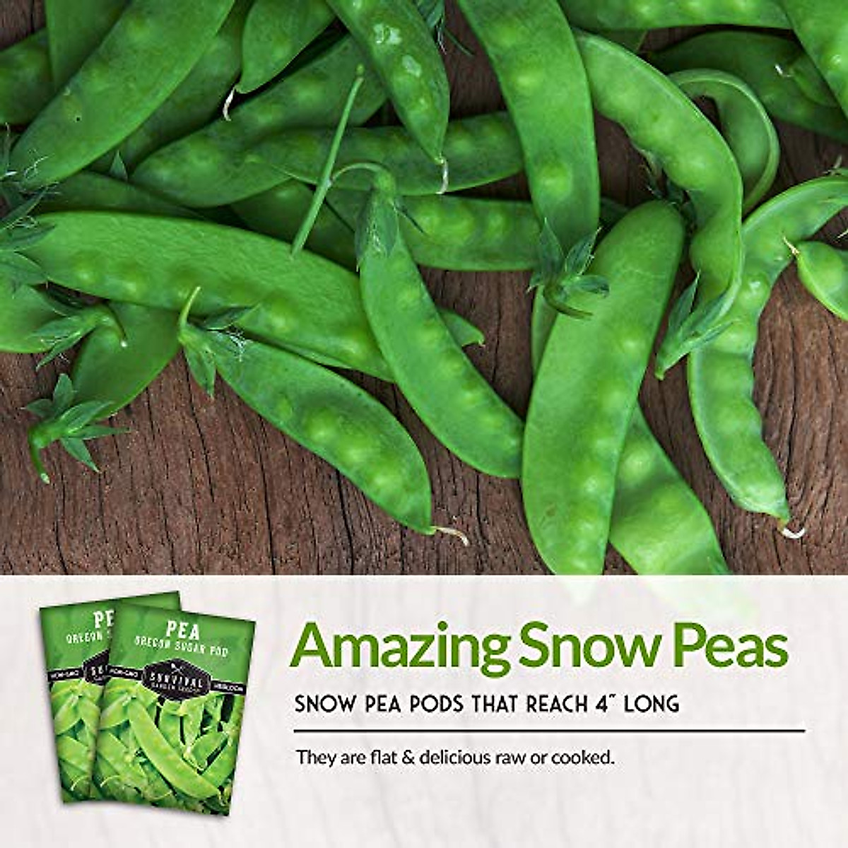 Survival Garden Seeds -Oregon Sugar Pod II Pea Seed for Planting - Packet with Instructions to Plant and Grow Delicious Snow Peas in Your Home Vegetable Garden - Non-GMO Heirloom Variety