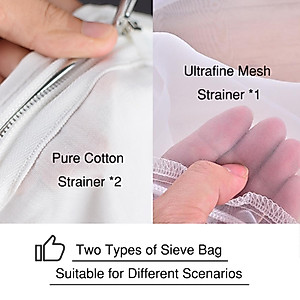 FATCAT Nut Milk Bag Strainer with Stand, Strainers Fine Mesh Bags, Jelly strainer, Reusable Cheese Cloth Bag for Straining for Filter Juices, NutMilk, Cheese, Honey, Butter, S