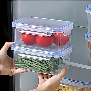 BIIFUN 8-Piece Food Storage Containers with Lids，Rectangle Meal Prep Container, Non-Toxic, BPA-Free with 4 Locking Tabs, Heatable and Refrigerated .Microwave, Dishwasher, and Freezer Safe.