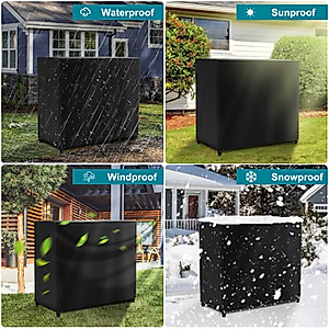 DUDSOEHO 4FT Firewood Rack Cover Waterproof, Fire Wood Storage Holder Covers Heavy Duty Oxford Fabric Firewood Log Hoop Cover Outdoor Indoor with Zipper, Black