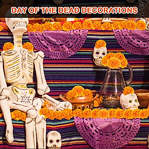 Labeol 50PCS Marigold Flowers Artificial Marigold Flowers Heads Bulk Mexican Decoration Silk Orange Marigold Garland with Stems for Day of The Dead Halloween Diwali Party Decorations Home Decor