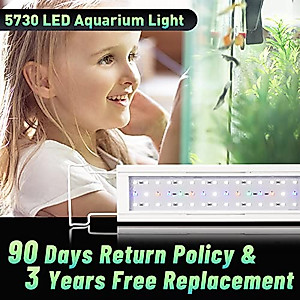 LAQUAL LED Aquarium Light (for 16-24in Fish Tank), Waterproof Fish Tank Light, 3 Modes (Best-Vision-Mode, Night-Mode, Plant-Mode), 5 Brightness & 3 Time Settings, Extendable Brackets, 11W, UL Approved
