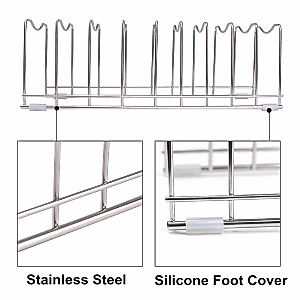 FLSEPAMB Pot Lid Organizer Pan Lid Organizer Kitchen Pot Lid Rack Suitable for Bakeware Dish Plate, Cutting Boards, Pots & Pans, Serving Trays, Reusable Holder (2 Pack)