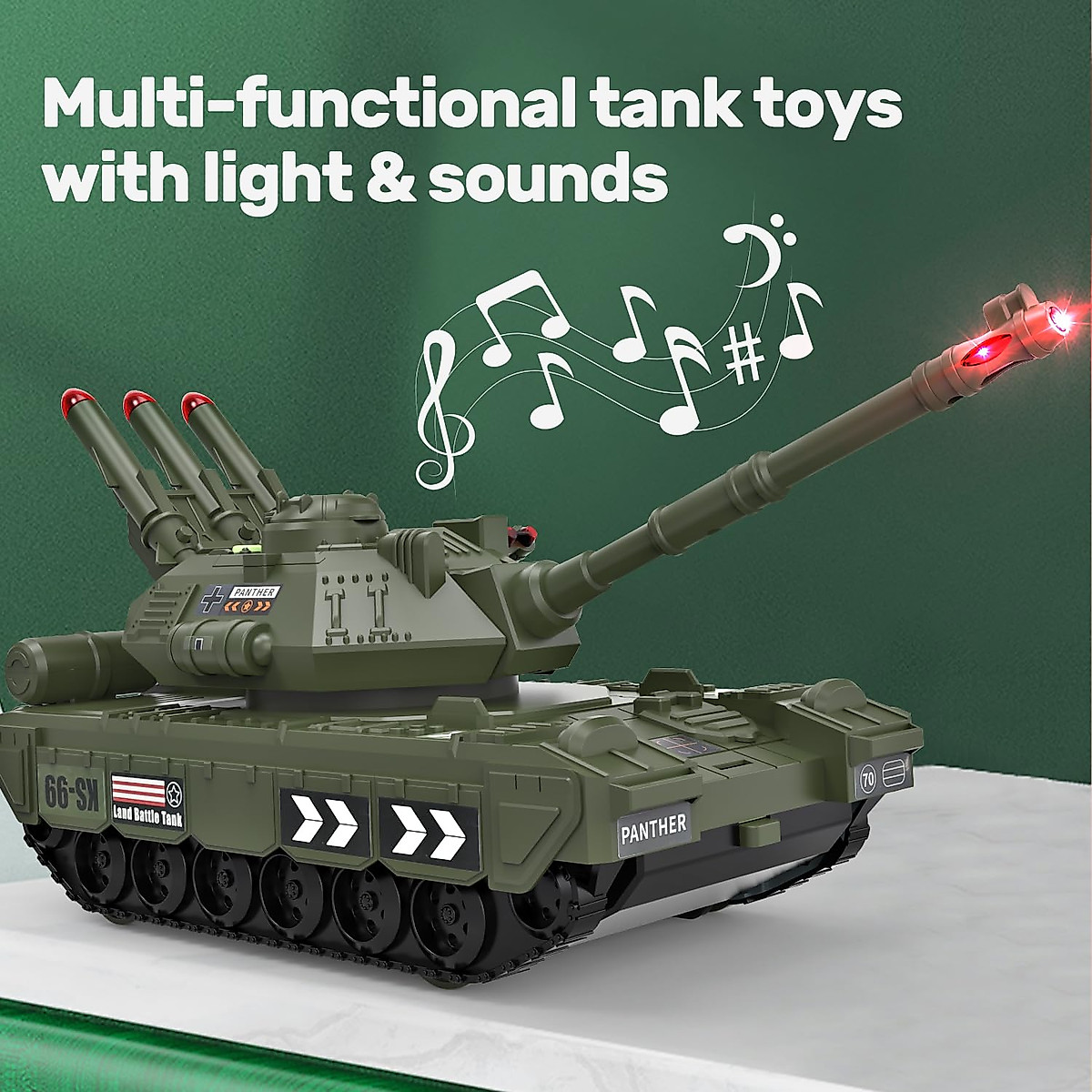 CUTE STONE Military Vehicles Set, Tank Toy Set with Realistic Light and Sound, Rotating Turret and Missile, 4 Pack Assorted Alloy Army Vehicles, Great Military Toy for Kids Boys