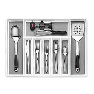 Expandable Cutlery Drawer Organizer, Flatware Drawer Tray for Silverware, Serving Utensils, Multi-Purpose Storage for Kitchen, Office, Bathroom Supplies