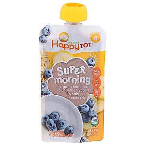 HAPPY TOT BABY Organic Banana Blueberry Yogurt & oats Super Morning, 4 OZ