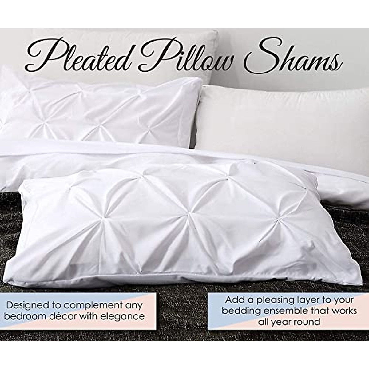 Queen Pillow Shams Set of 2 Pinch Pleated White Pillow Shams Queen 20X30 Pillow Cover/Cases 1000 TC 100% Egyptian Cotton Hotel Class Bedding Pinch Pleated Queen Size Decorative Pillow Shams Set