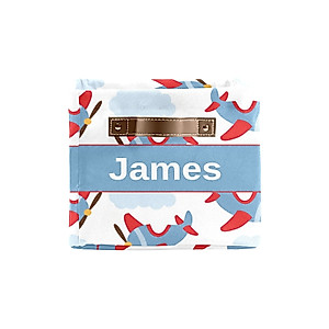 Deven Airplanes Cute Personalized Large Storage Baskets for Organizing Shelves with Handle,Closet Decorative Storage Bins for Toy, Bathroom,Nursery,Home 1 Pack