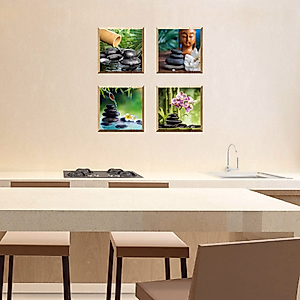 3D-Mirage 4 PC Pack Art Magic Peel and Stick 3D Vinyl Removable Wall Sticker Decals DIY Sticky Backsplash, Zen Garden Stone 4008-MI