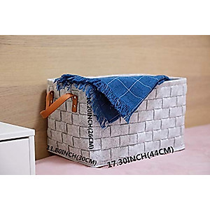 MultiLux Foldable Storage Basket Drawers Nature Handmade Rectangular Felt Fabric Storage Box Containers Felt with Handles for Home Bedroom Towels Clothes Cloest Organizer Large Size Grey