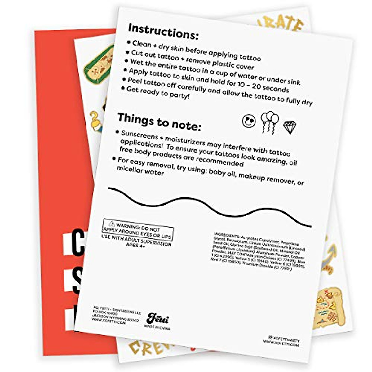 xo, Fetti Pirate Party Supplies Temporary Tattoos - 44 Glitter Styles | Nautical Birthday, Skull Crew, Treasure, Pirate Ship