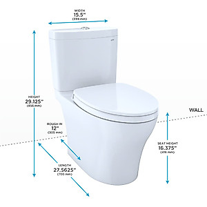 Aquia IV 2-Piece 0.9/1.28 GPF Dual Flush Elongated Standard Height Toilet with in Cotton White, SoftClose Seat Included
