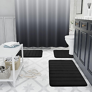 Buganda Memory Foam Soft Bath Mats - Non Slip Absorbent Bathroom Rugs Rubber Back Runner Mat for Kitchen Bathroom Floors 17" x 24", Black