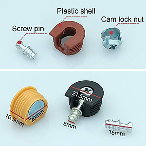 20 Pieces Thread Cam Lock Shelf Support Pin Cam Lock Cabinet Shelf Support Holder Bracket Studs Pins for Furniture Kitchen Cabinet, Black