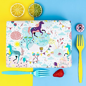 WRAPAHOLIC Jumbo Reversible Unicorn Wrapping Paper - Jumbo Roll - 24 Inch x 65.5 Feet - Girls Birthday Wrapping Paper for Kids Girls Birthday, Baby Shower