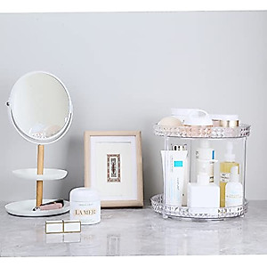 ROWNYEON Rotating Makeup Organizer 2 Tier skincare organizers Bathroom Organizer Perfume Organizer Spinning Cosmetics Organizer for Vanity，Cabinets, Pantry, Fridge, Countertops，Kitchen
