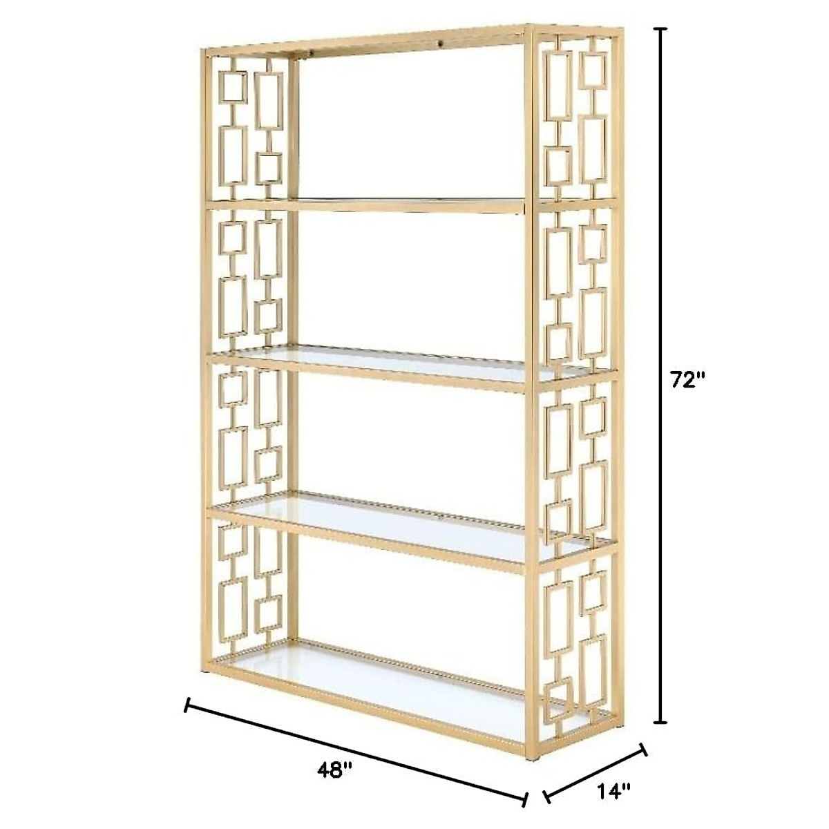 ACME Blanrio Bookshelf - - Gold & Clear Glass