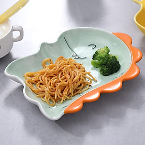 MyGift Fun Adorable Dinosaur Shaped Ceramic Plate, Cute Turquoise Cartoon Stegosaurus with Orange Spine, Small Serving Happy Dino Platter Snack Tray