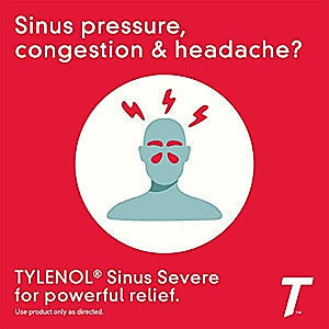 Tylenol Sinus + Headache Daytime Non-Drowsy Relief Caplets, Acetaminophen 325mg, Nasal Decongestant for Sinus Pressure, Headache & Nasal Congestion Relief, 24 ct