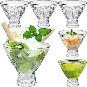 NDSWKR Stemless Martini Glasses Set of 6, 8 Oz Glass Ice Cream Bowls, Crystal Dessert Cup for Sundae, Smoothie, Fruit, Yogurt, Snack, Cocktail, Margarita