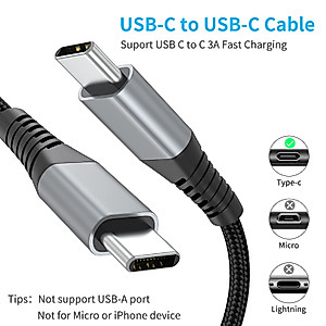 6FT USB C to C Cable, 2-Pack USB C to USB C Charger Cable PD Fast Charging 60W Type C to Type C Cord for iPhone 16 15 Pro Max, Samsung Galaxy S24 A35, Google Pixel 9, Moto G, Braided USBC to USBC