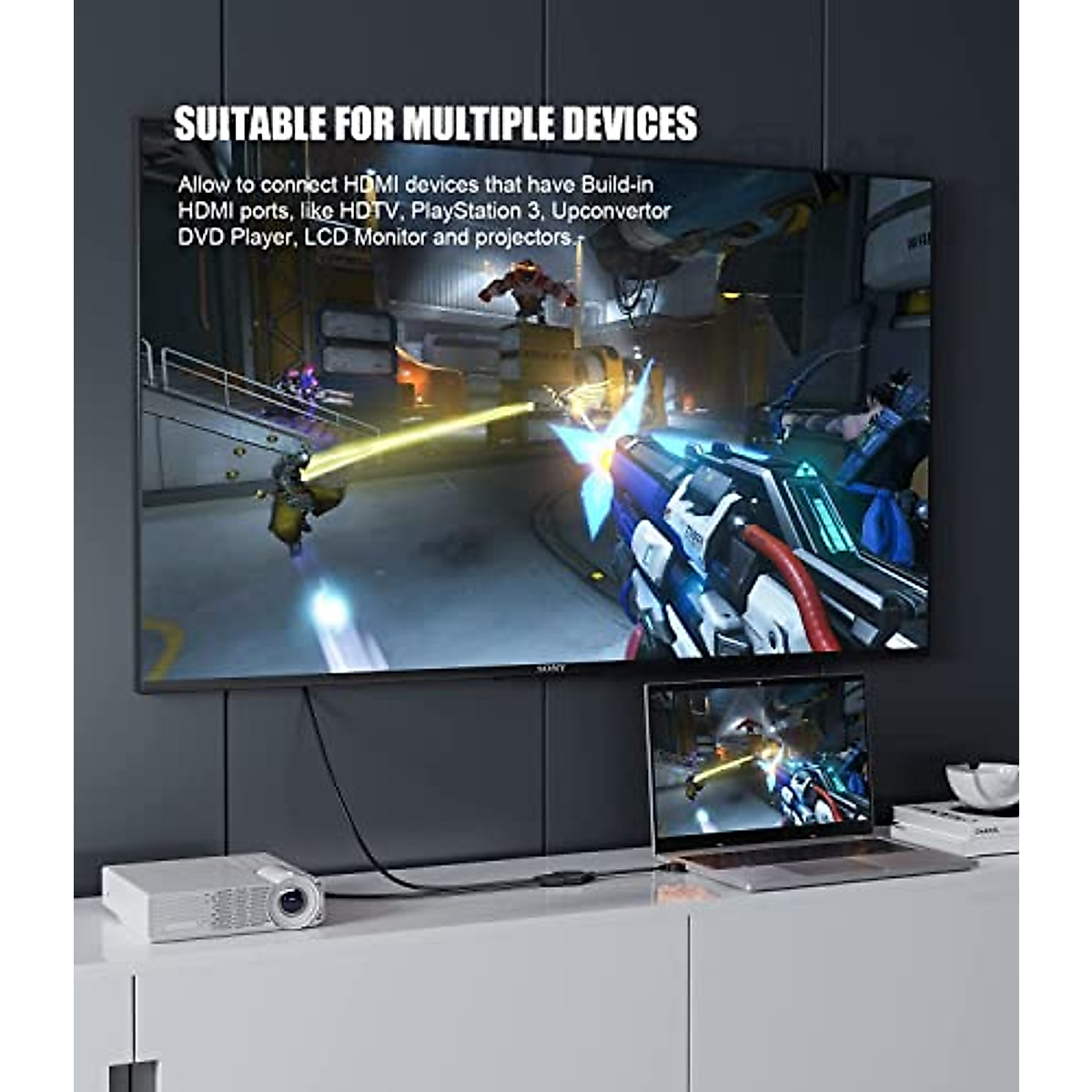 PANPEO HDMI Splitter for Dual Monitors, HDMI Cable 1080P Male to Dual HDMI Female 1 to 2 Channels HDMI Splitter Adapter for HDMI HD, LED, LCD, TV,Two The Same TVs at The Same Time