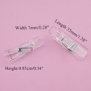 HAHIYO 1.38in Plastic Mini Transparent Clothespins Good Clarity Clips Strong Sturdy Firm Hold Clamp Tight Easy Use No Pin Hole on Fabric for Hanging Photos Postcards Memos Baby Shower Paper Line 50PCS