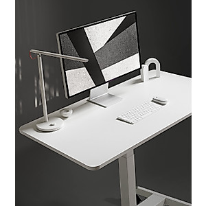 OCOMMO Spacious and Automatic Height Adjustable 47.3 Inch Mobile Workstation Table for Home Office or Office Desk, Sit to Stand Up Tabletop Computer and Monitor Desk, White