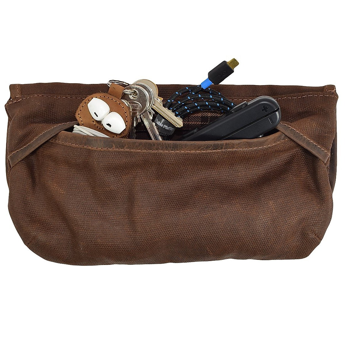 Hide & Drink, Carrying Case Compatible with Switch, Urban Travel Pouch, Soft Storage Bag, Scratch & Bump Protection, Minimalist Essentials, Waxed Canvas, Handmade, Honey Bourbon