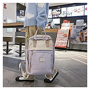 DINGZZ Nylon Backpack Contrast Color Portable Travel Bag Cute Fashion School Backpack Teenage Girls (Color : E, Size : 30 * 13 * 42CM)
