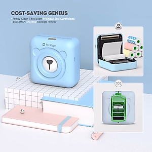 Buyounger Mini Printer, Mini Sticker Printer for iPhone Android Phone, Pocket Printer for Photo Picture Home Office Label Notes QR Code (Blue)