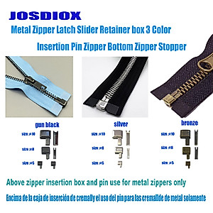 Zipper Repair Kit Metal Retainer Insertion Pin Zipper Top / Bottom Stop (3 Colors ) 13 Sets Zipper Fix Plug, Repair Down Zipper Stopper for Zipper Replacement (Size 10/8/5/3)