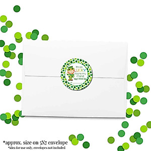 Lucky You’re My Friend Leprechaun St. Patrick’s Day Gift Tag Sticker Labels, 40 2" Party Circle Stickers by AmandaCreation, Great for Party Favors, Envelope Seals & Goodie Bags
