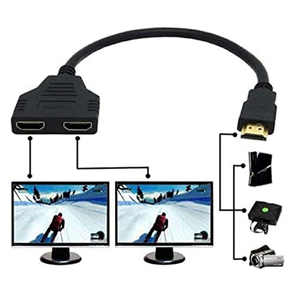 chenyang CY HDMI to Dual HDMI Female Y Splitter Switch Extension Adapter Cable with Micro & Mini HDMI Adapter